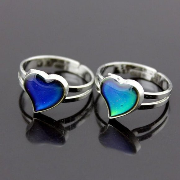 Jewelry | Heartshaped Adjustable Temperature Color Change Mood Ring ...